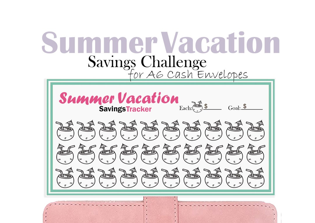Summer Vacation Savings Challenge for A6 Cash Envelopes, Printable ...
