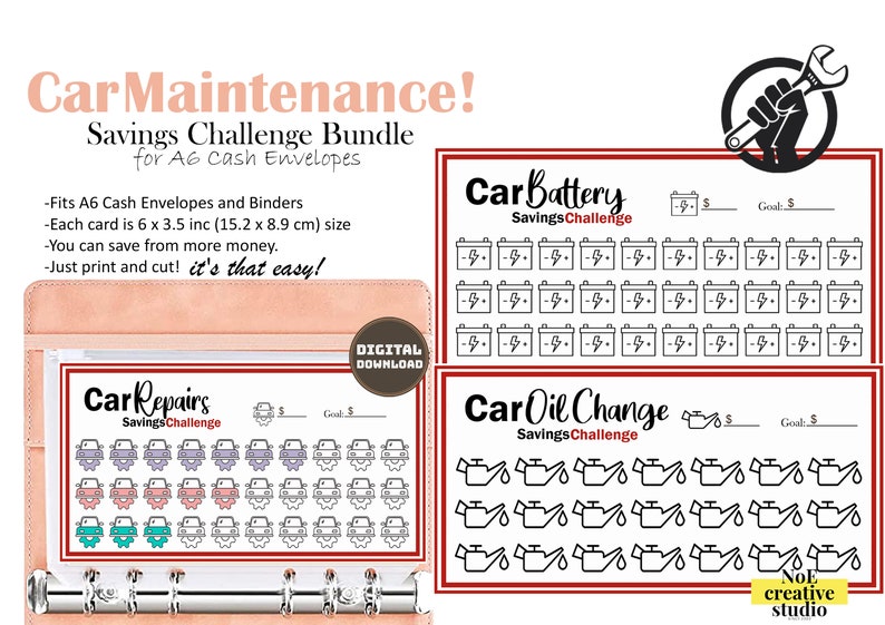 Car Maintenance Savings Challenge Bundle Printable Budget - Etsy