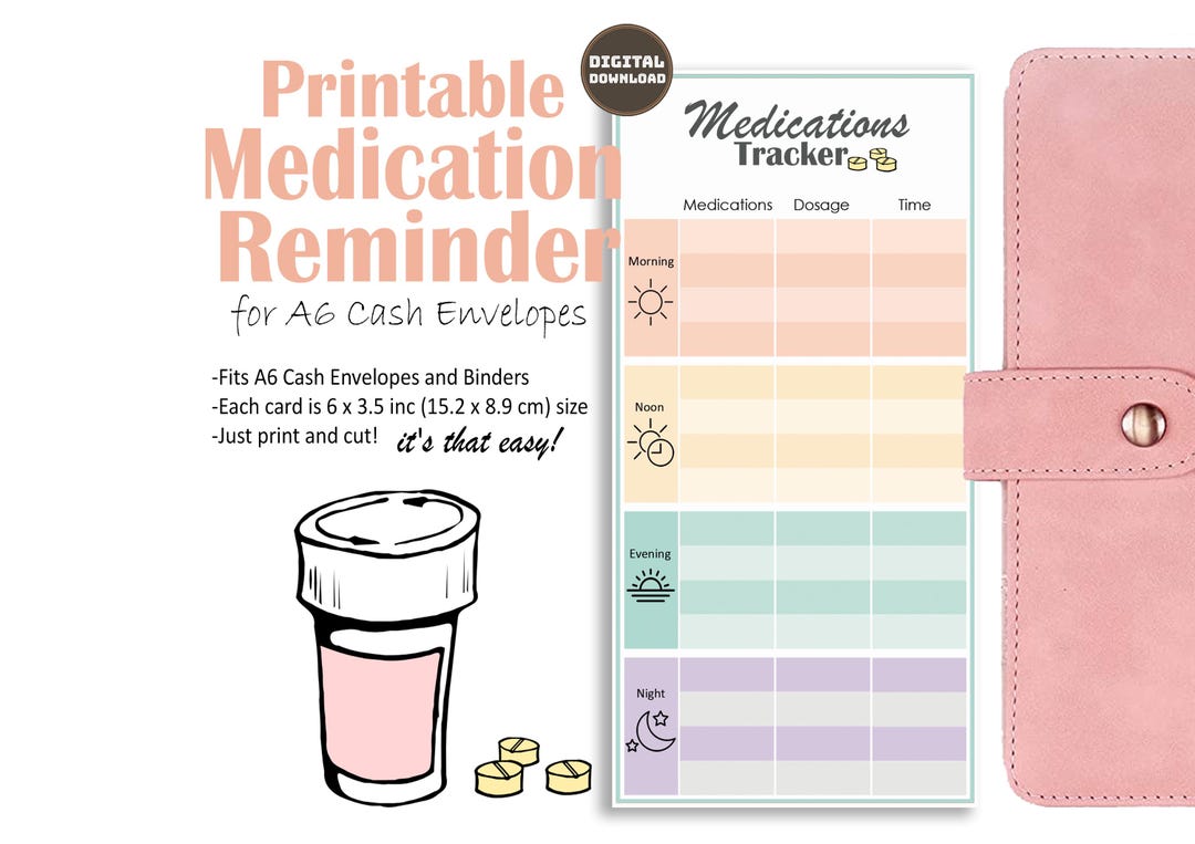 Medication Tracker for A6 Binder, Printable Medication Log, Medicine ...