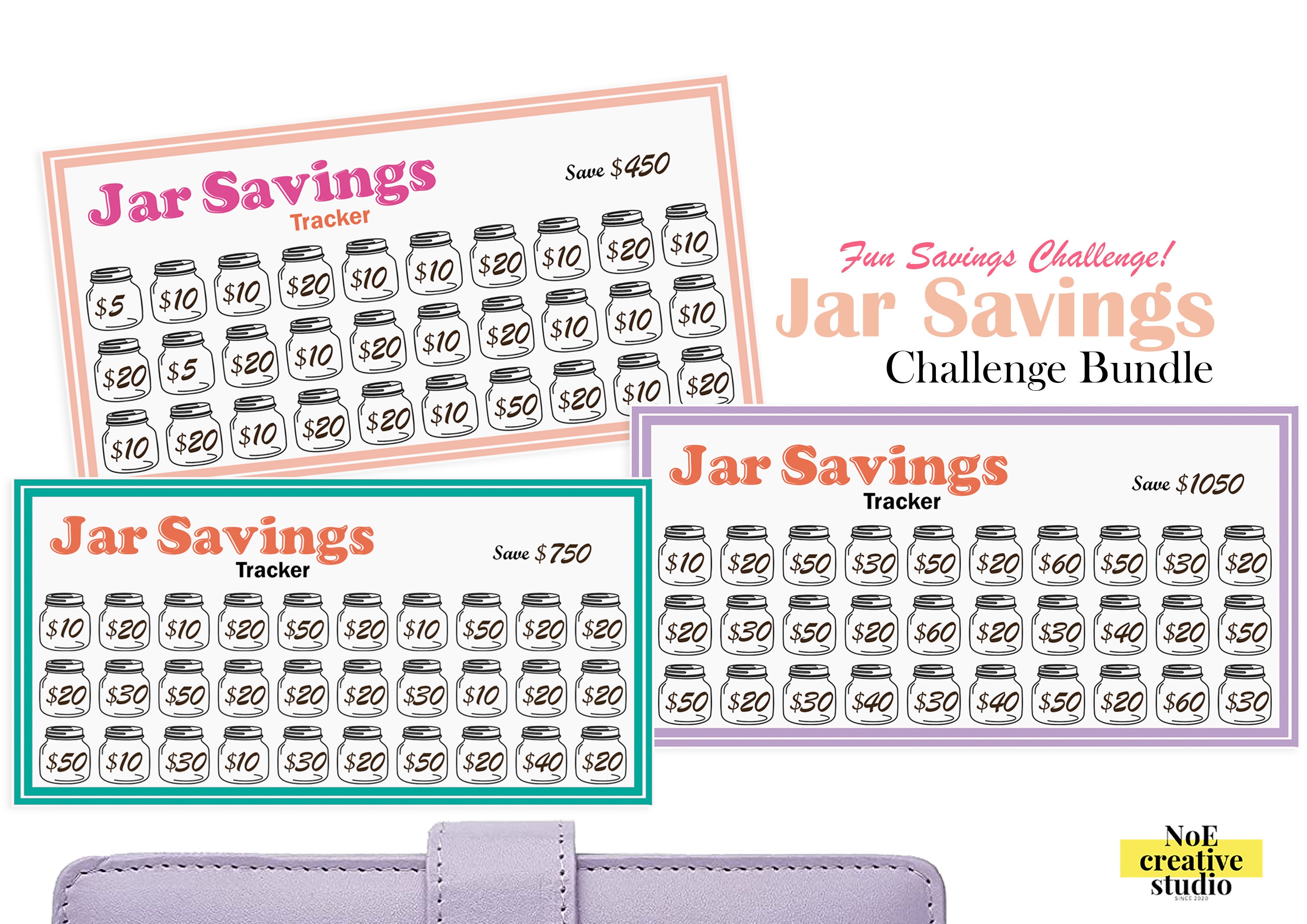 Jar Savings Challenge Bundle for A6 Cash Envelopes Printable - Etsy