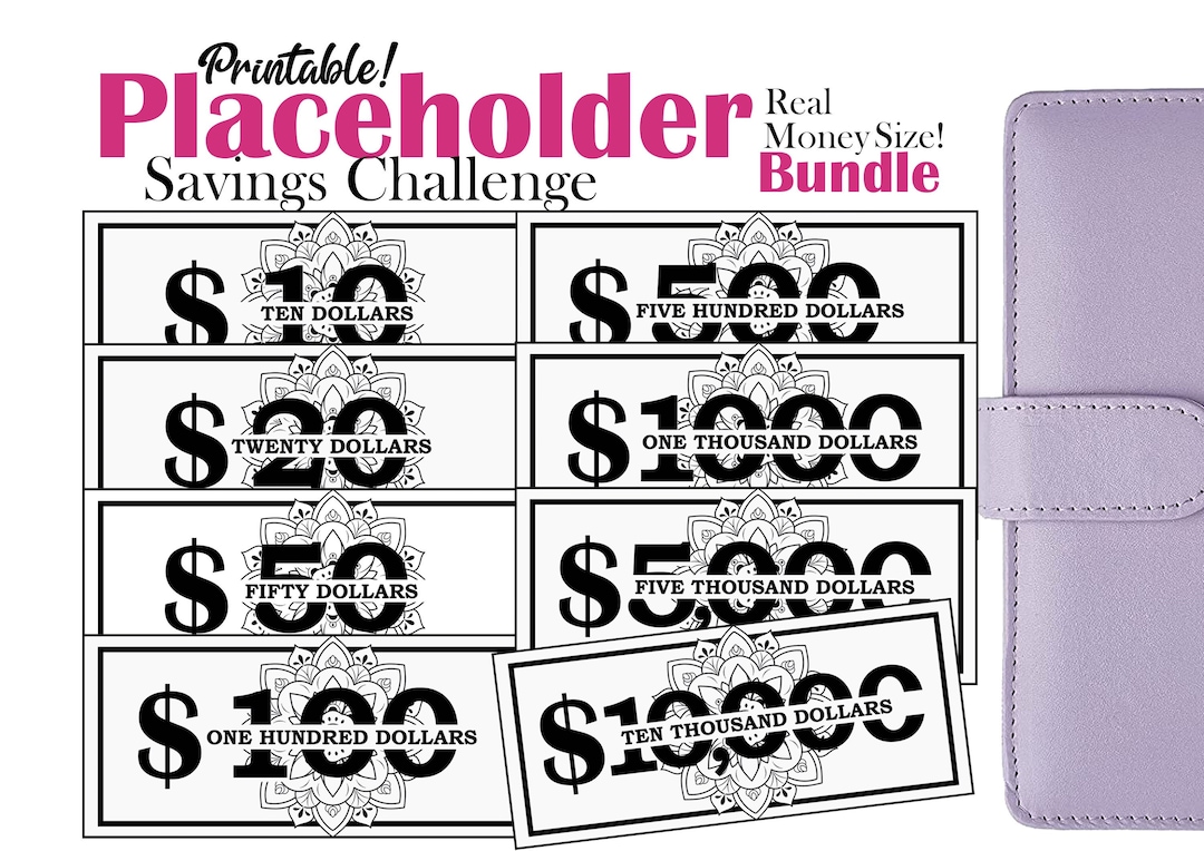 Money Placeholder Bundle for Budgeting, Printable Cash Placeholder ...