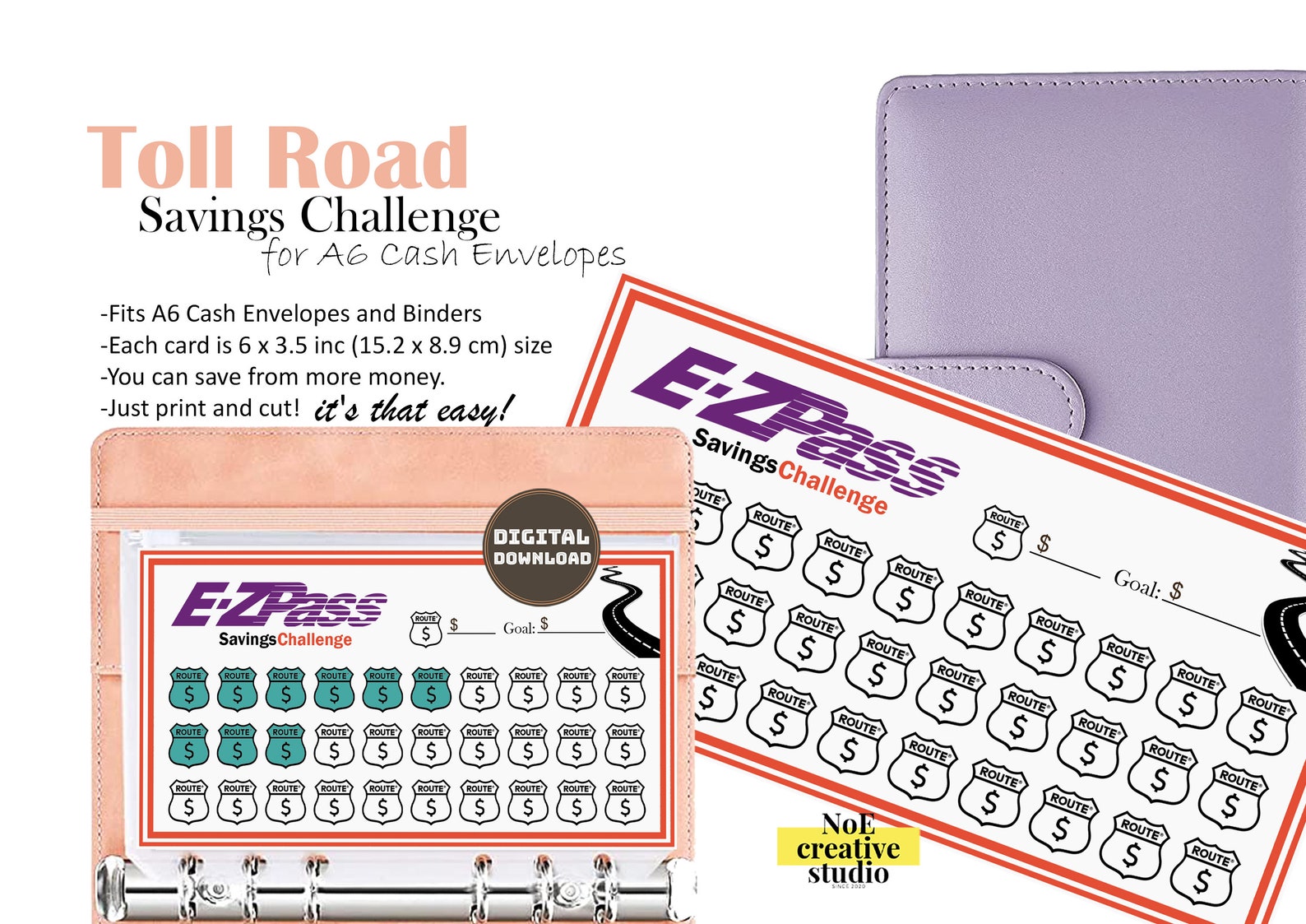 Toll Road Savings Challenge, Printable Savings Challenge, A6 Budget ...