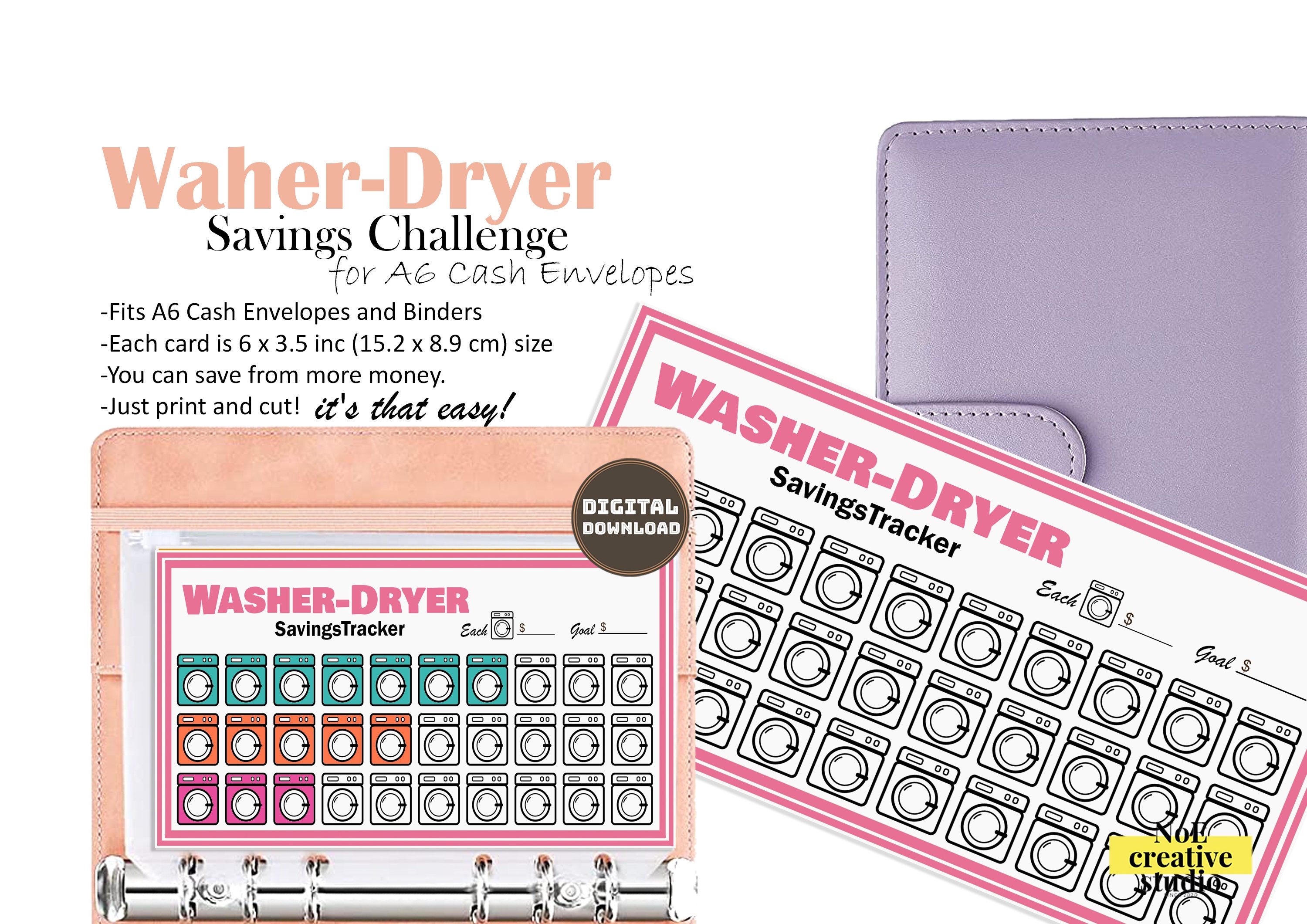 Washer and Dryer Savings Challenge Printable Budget Binder - Etsy