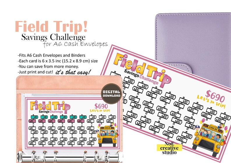 Field Trip Savings Challenge Printable Budget Binder Insert - Etsy