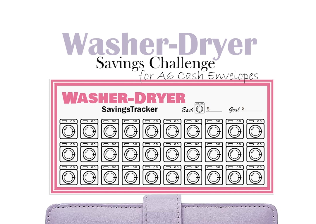 Washer and Dryer Savings Challenge, Printable Budget Binder, Fits A6 ...