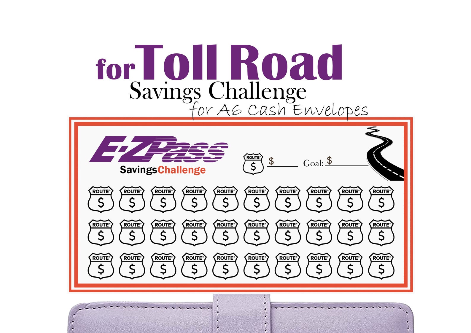 Toll Road Savings Challenge, Printable Savings Challenge, A6 Budget ...
