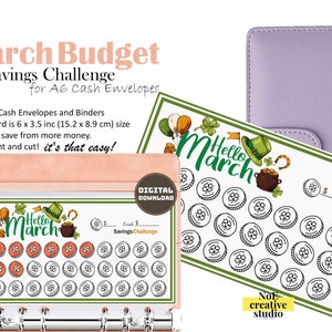 March Savings Challenge, Printable Savings Tracker, A6 Budget Binder ...