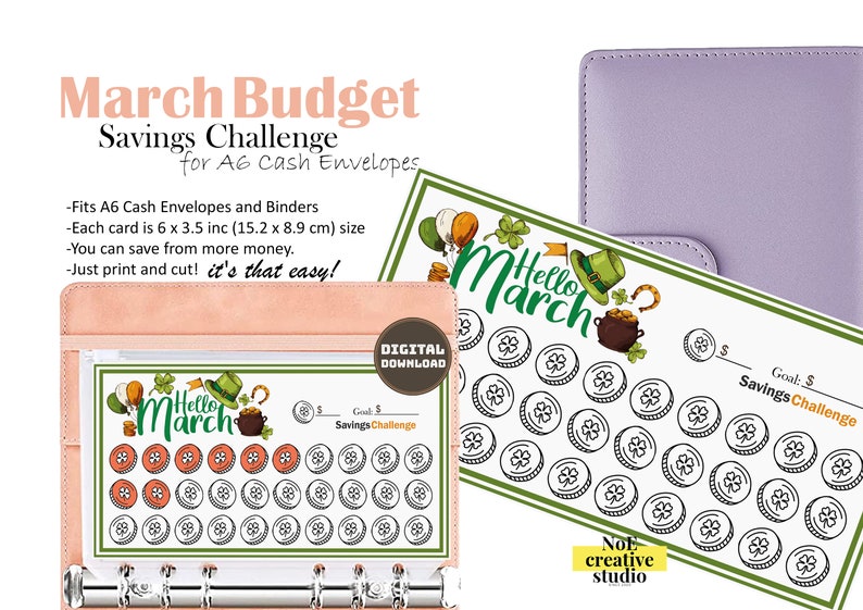 March Savings Challenge Printable Savings Tracker A6 Budget - Etsy