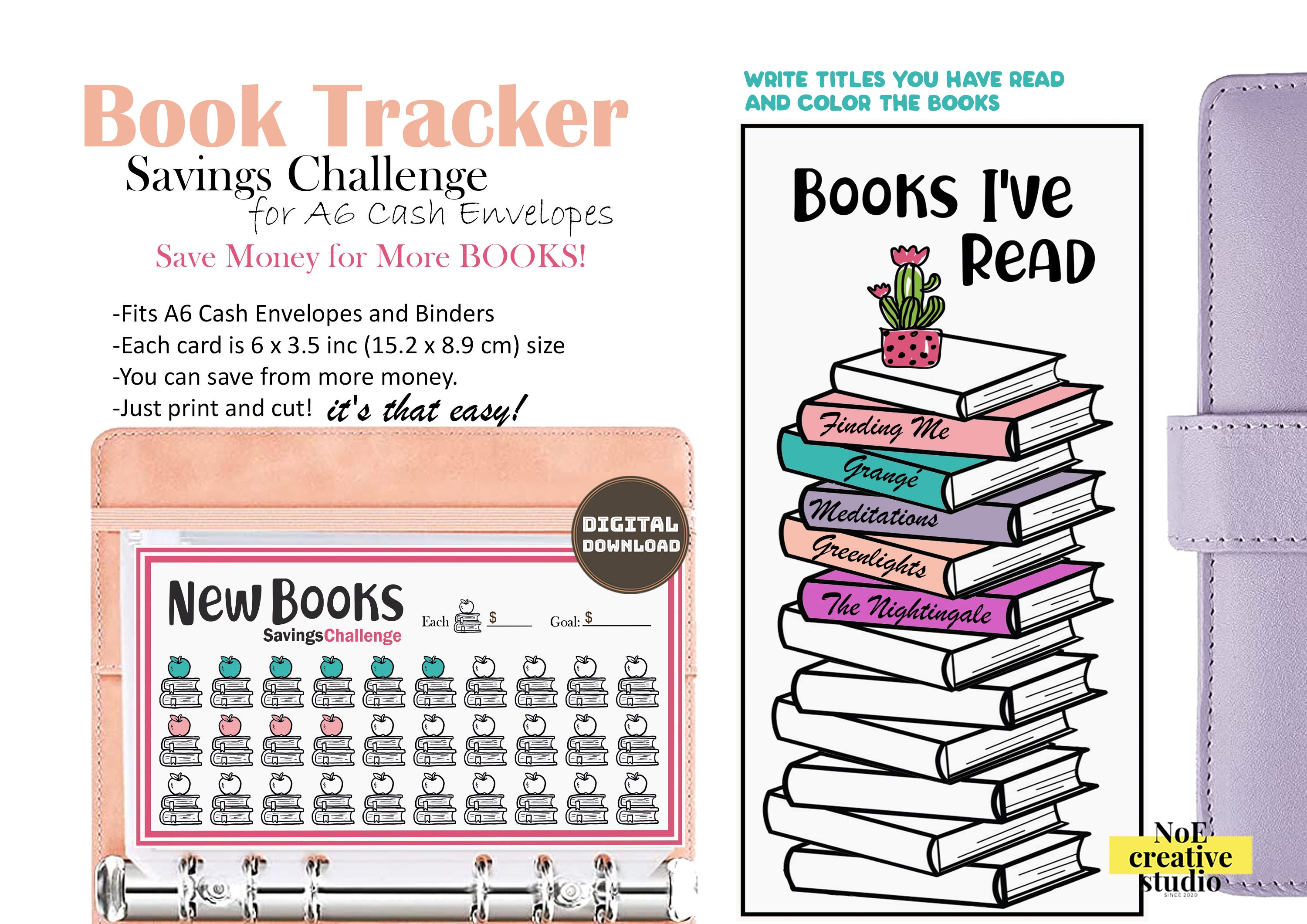 Book Savings Challenge Bundle Printable Book Tracker Fits A6 - Etsy ...