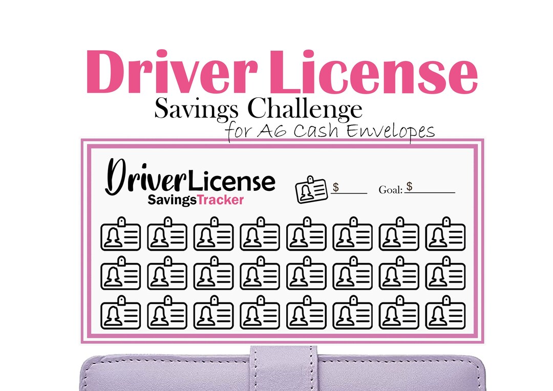 Driver License Savings Challenge, Printable Savings Tracker, A6 Budget ...
