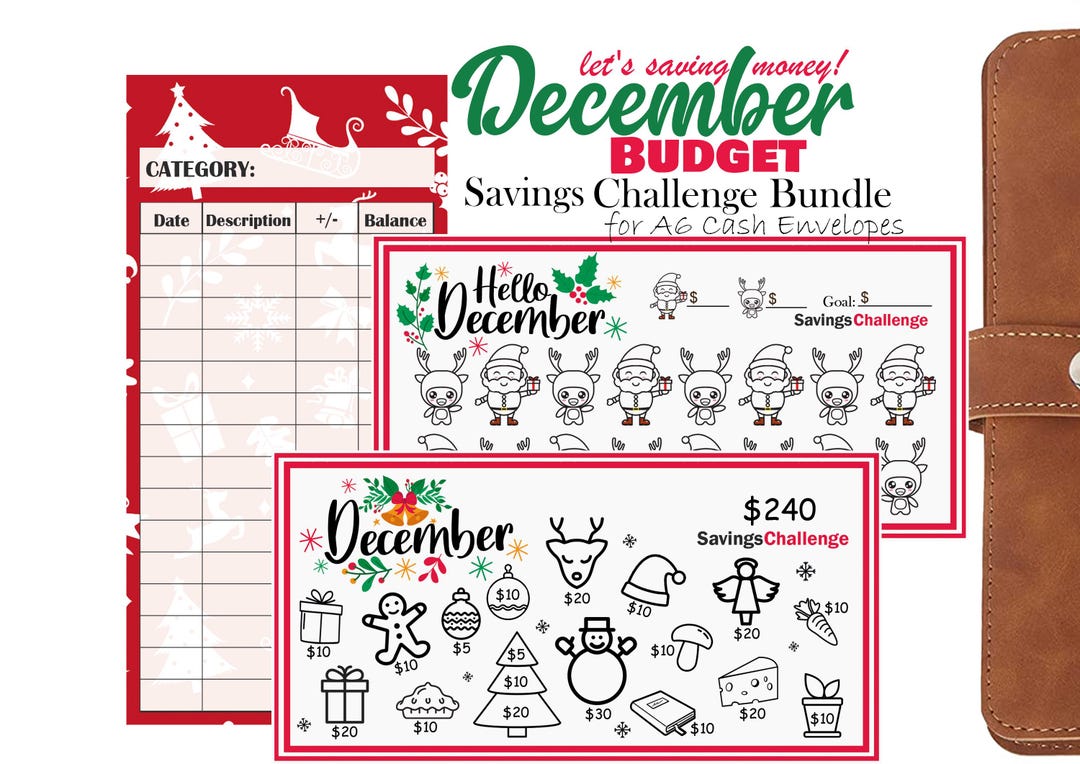 December Savings Challenge Bundle, Monthly Savings Tracker, Printable ...