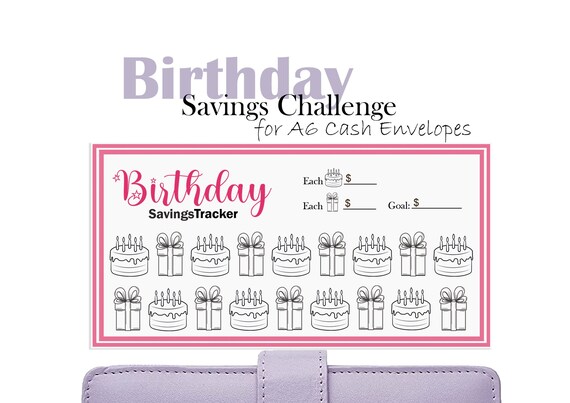 Birthday Savings Challenge Printable A6 Cash Envelopes - Etsy
