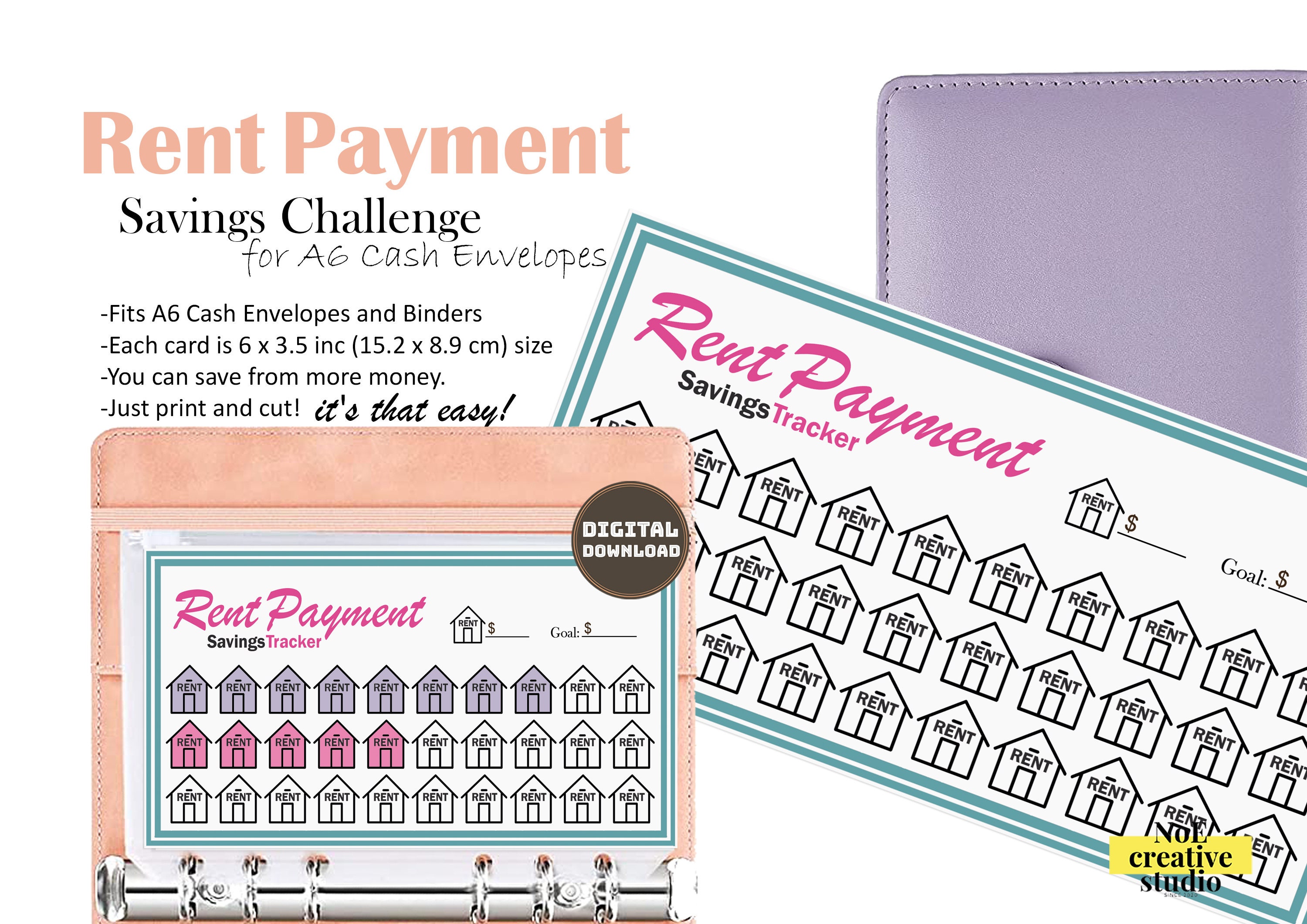 Rent Savings Challenge for A6 Cash Envelopes, Printable Budget Binder ...