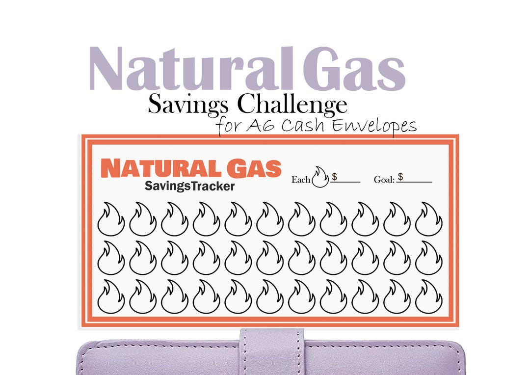 Natural Gas Savings Challenge for A6 Cash Envelopes, Printable Budget ...
