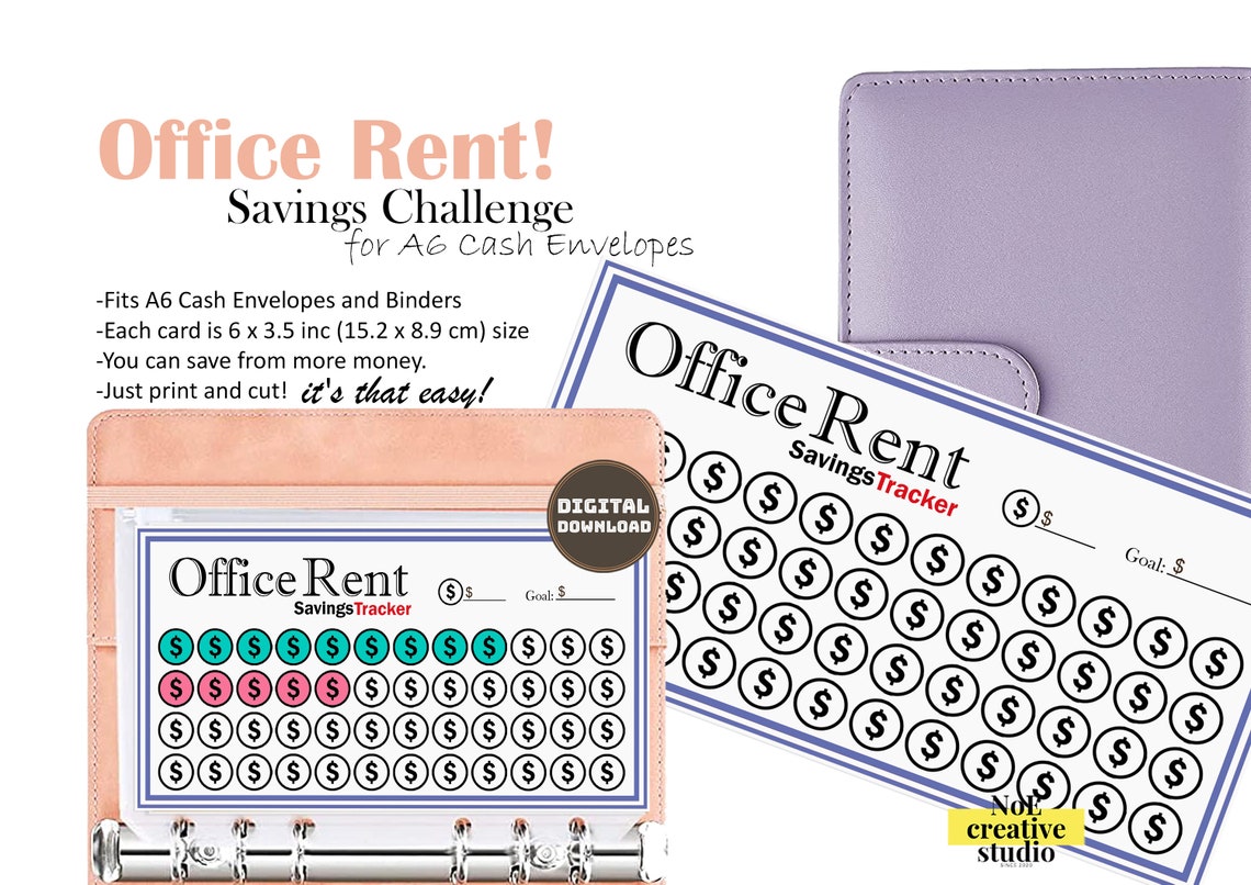 Office Rent Savings Challenge, Printable Budget Binder Insert, Fits A6 ...