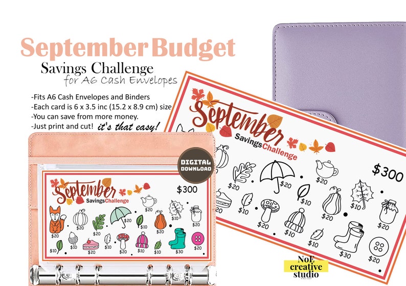 September Savings Challenge Printable Budget Binders Insert - Etsy