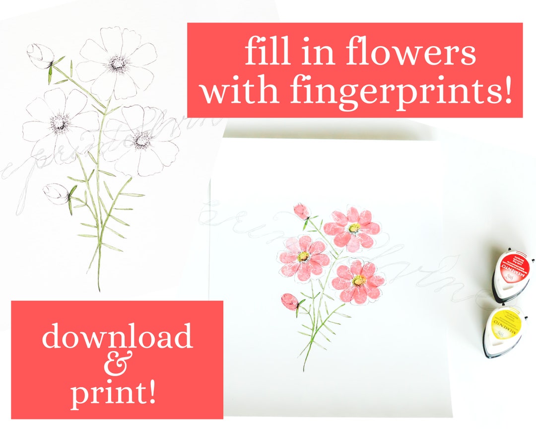 Digital Download, Kids Art, Fingerprint Art, Gift for Mom, Gift for ...