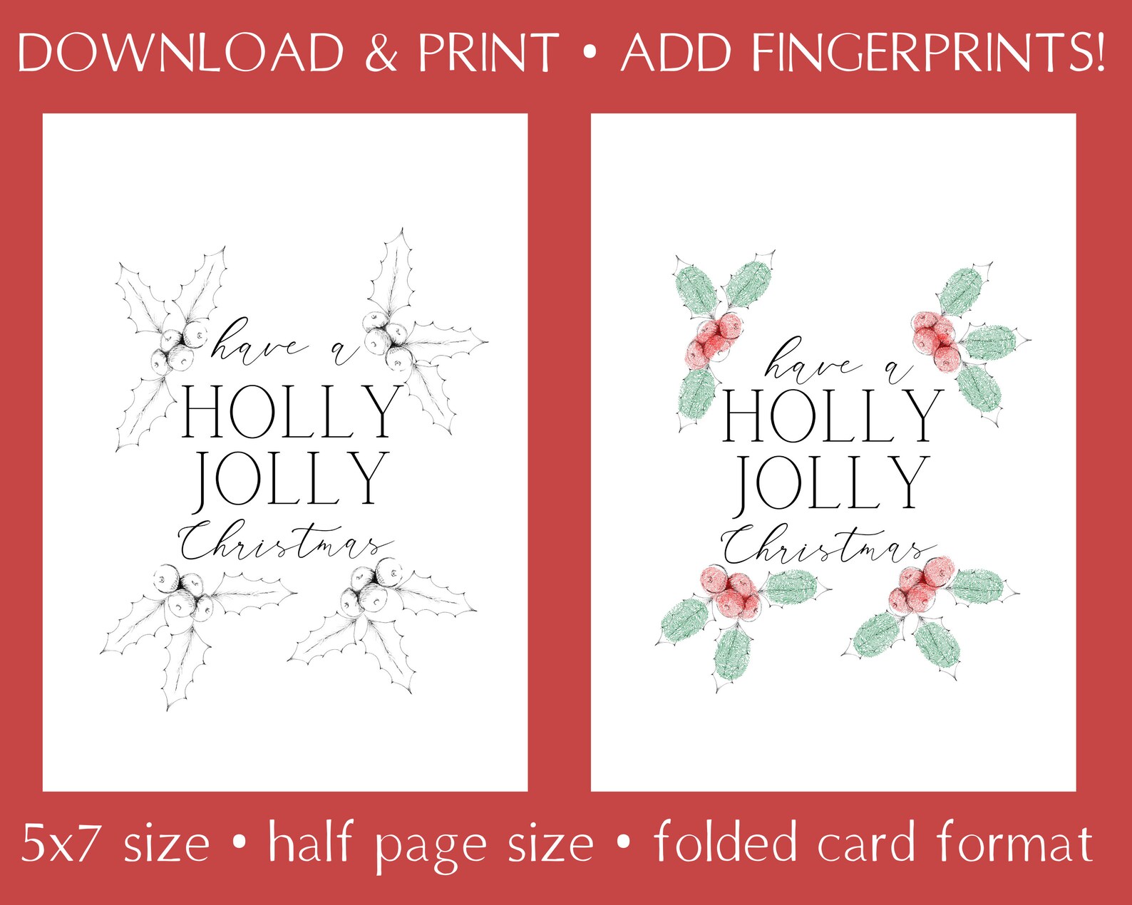Digital Download Christmas Fingerprint Craft - Etsy