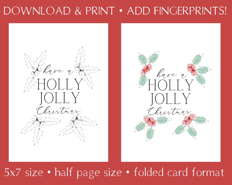 Digital Download Christmas Fingerprint Craft - Etsy