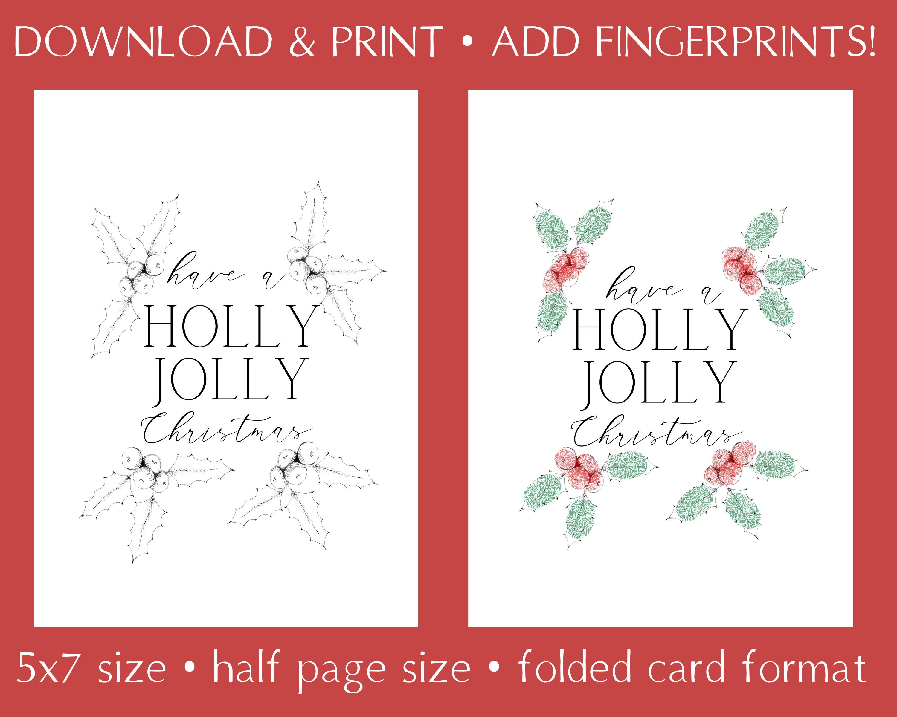 Digital Download Christmas Fingerprint Craft - Etsy