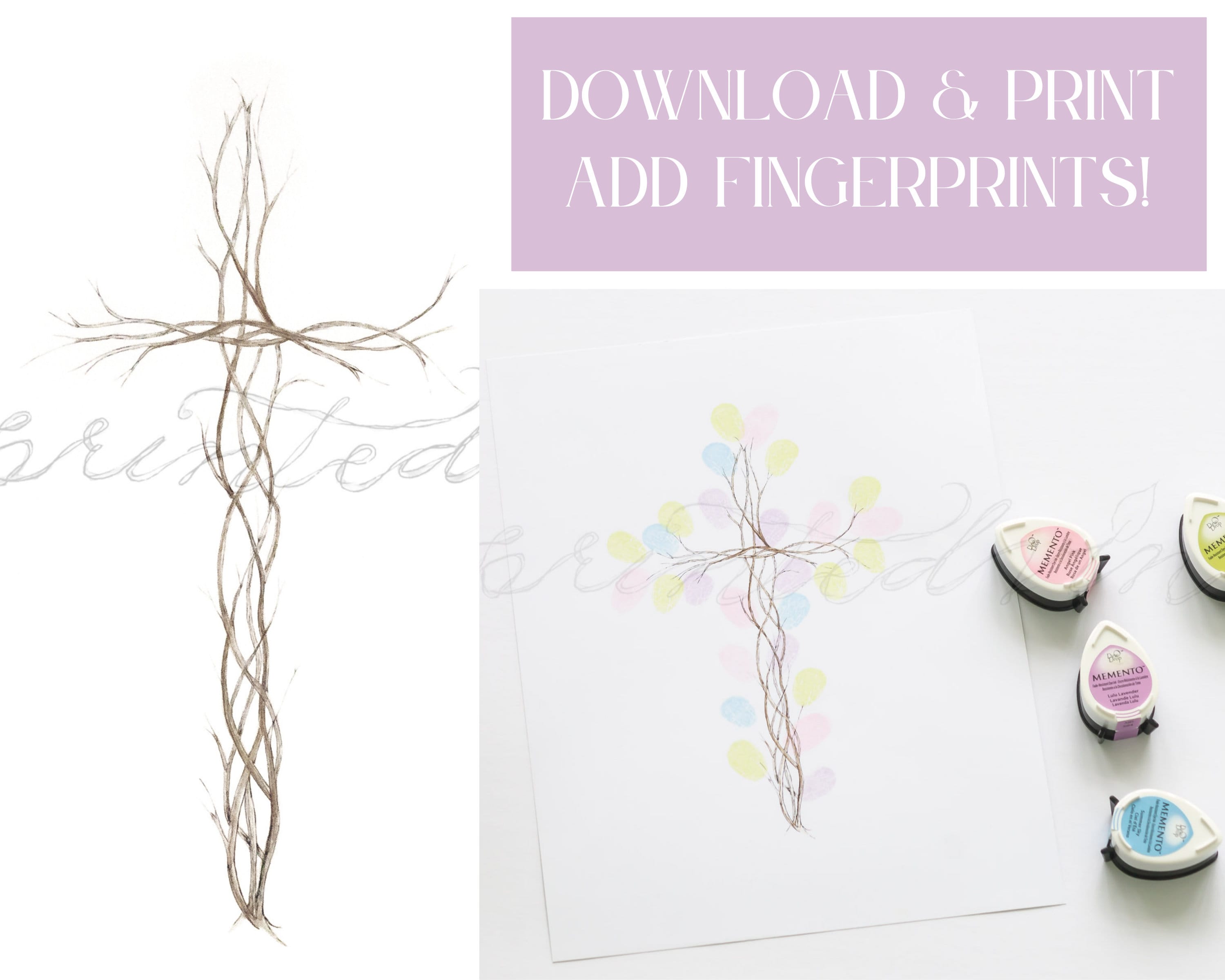 Digital Download, Cross Art, Fingerprint Art - Etsy