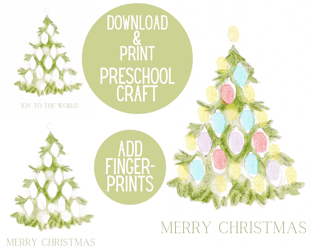 Digital Download Fingerprint Christmas Tree, Fingerprint Craft ...