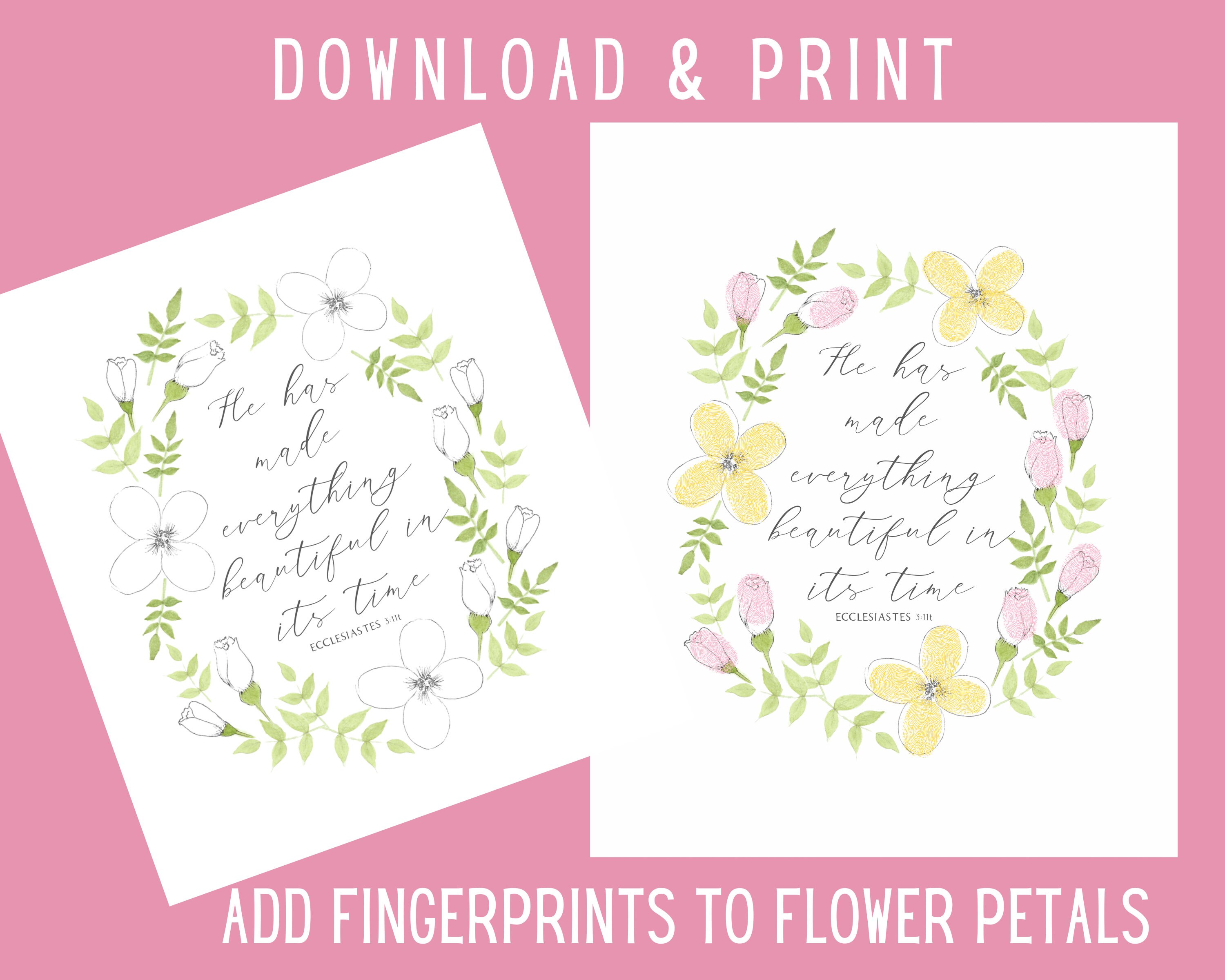 Digital Download Fingerprint Wall Decor, Kids Fingerprint Art, Keepsake ...