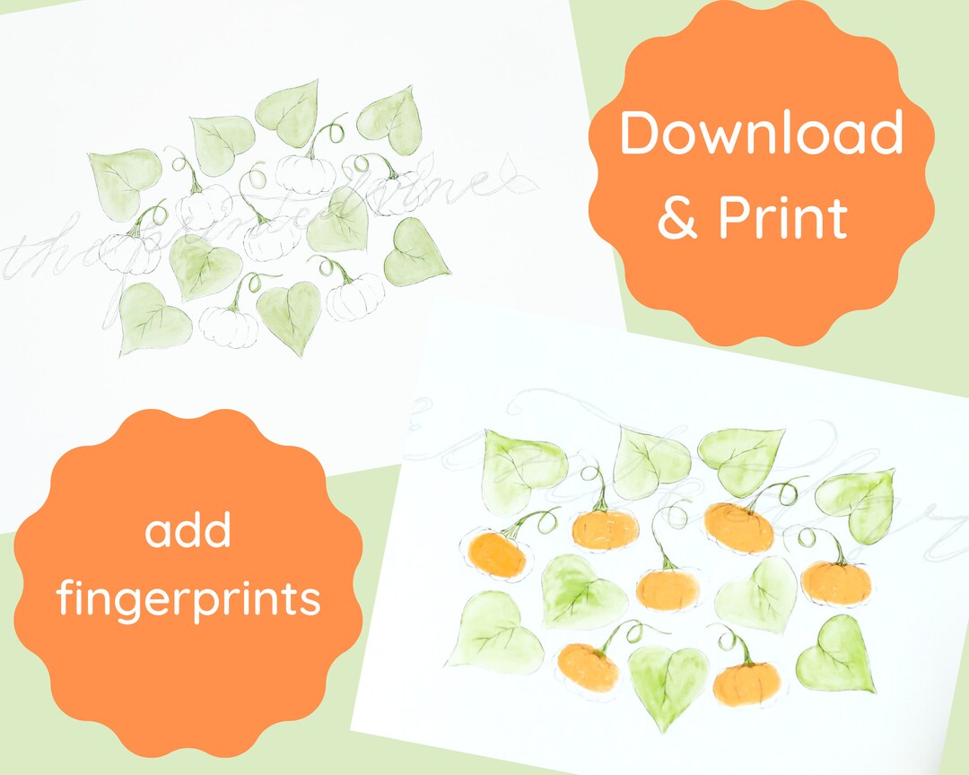 Pumpkin Art, Kids Art, Fingerprint Art, Fall Art - Etsy