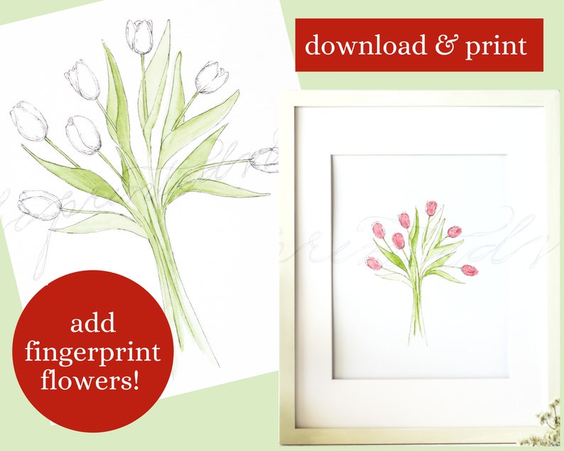 Digital Download, Kids Art, Fingerprint Art, Gift for Mom, Gift for ...