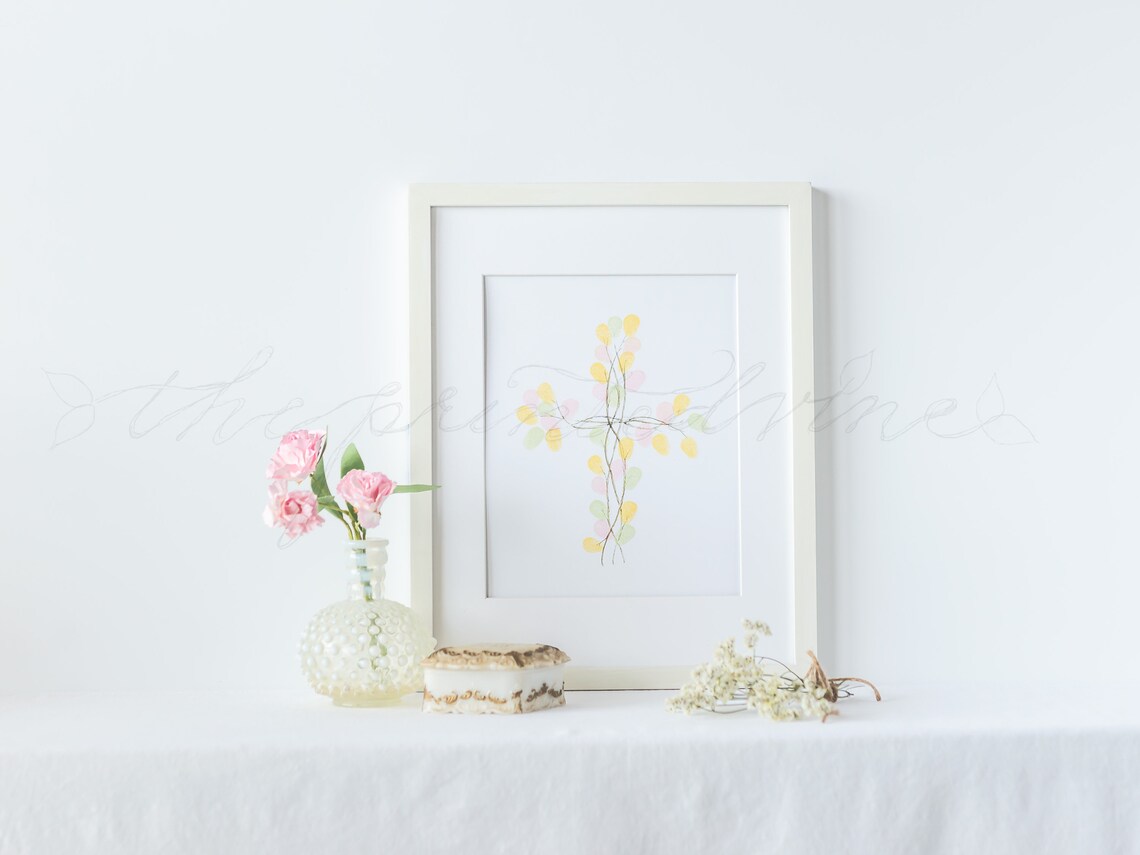 Digital Download, Cross Art, Fingerprint Art, Wall Decor, Gift for ...