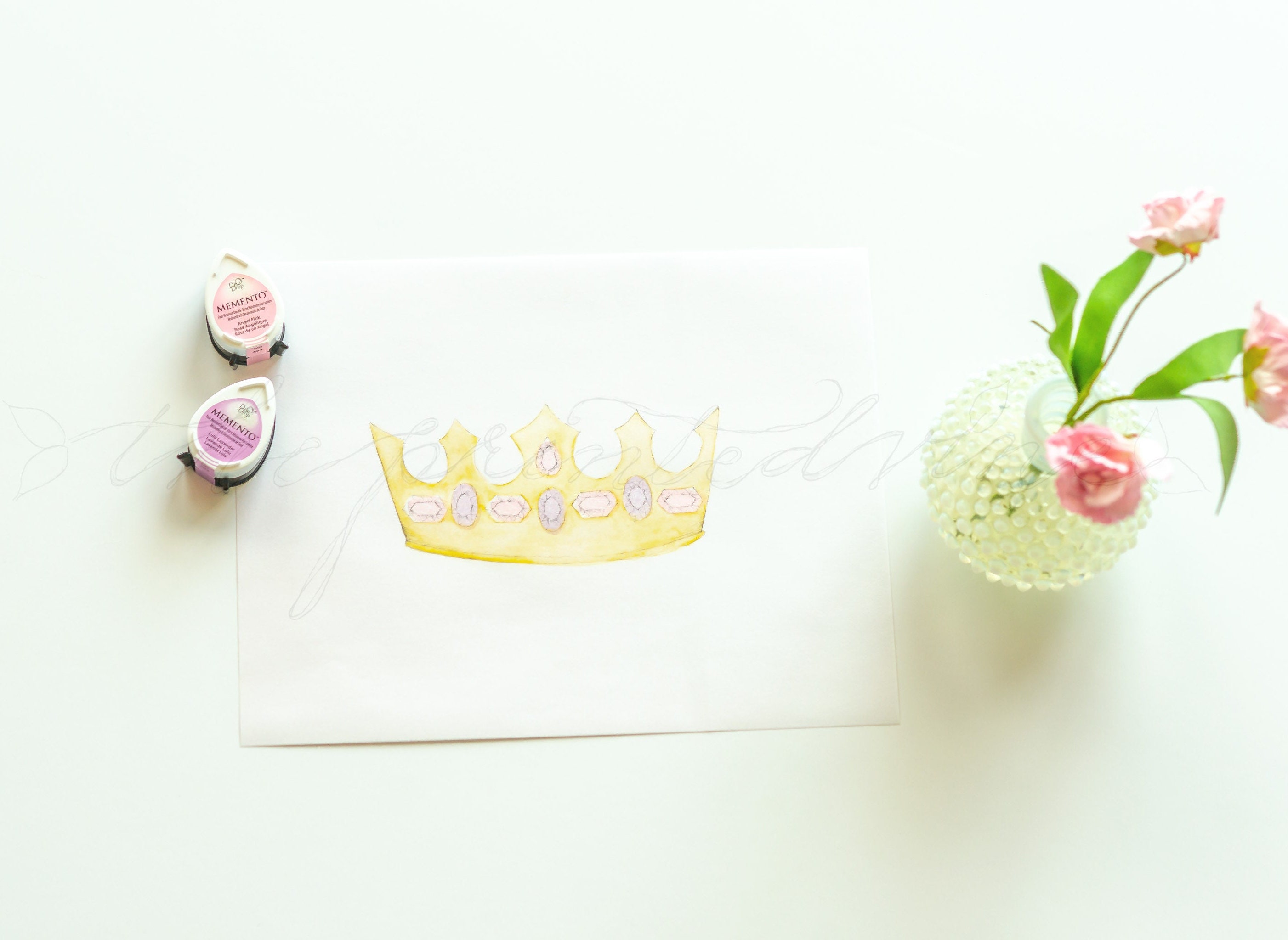 Digital Download, Princess Crown Print, Fingerprint Art, Girls Room Art ...