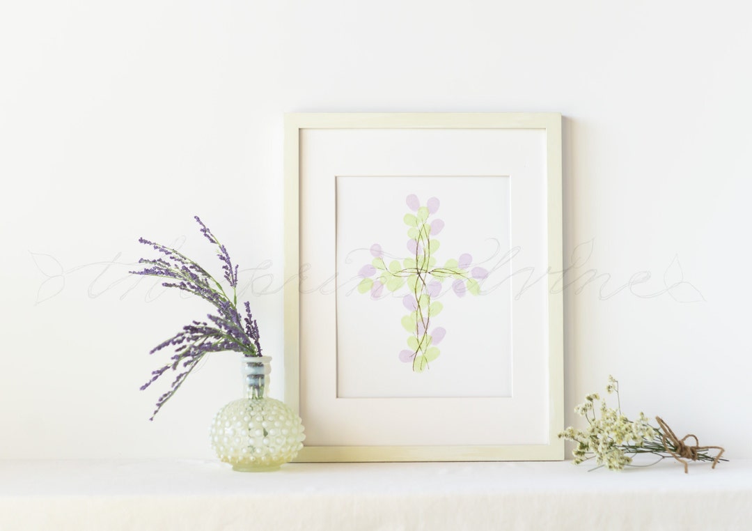 Digital Download, Cross Art, Fingerprint Art, Wall Decor, Gift for ...