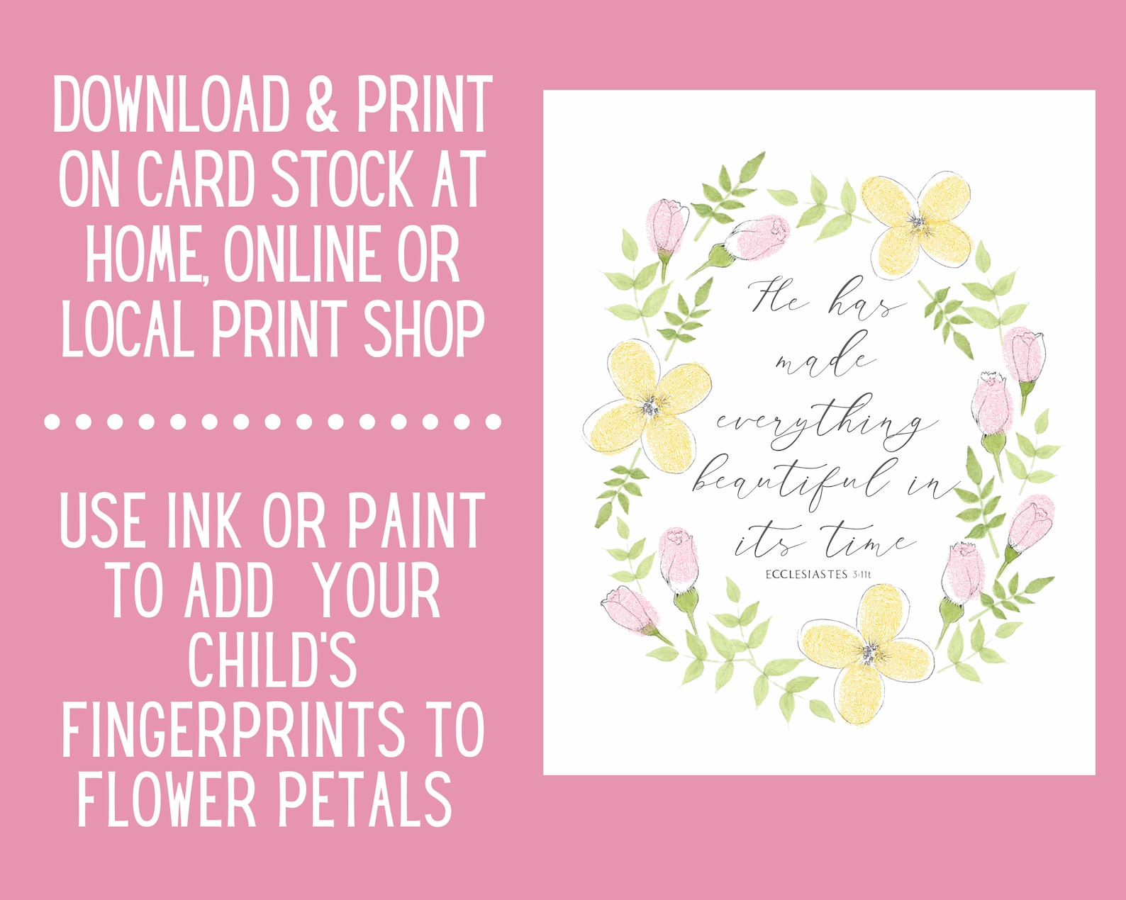 Digital Download Fingerprint Wall Decor, Kids Fingerprint Art, Keepsake ...