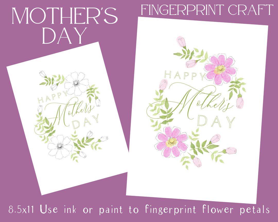 Mother's Day Fingerprint Craft, Preschool Fingerprint Craft, Mother's ...