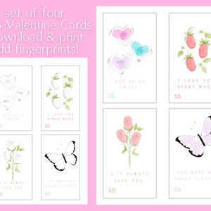 Digital Download Kids Valentine's Day 3x5 Cards, Fingerprint Craft - Etsy