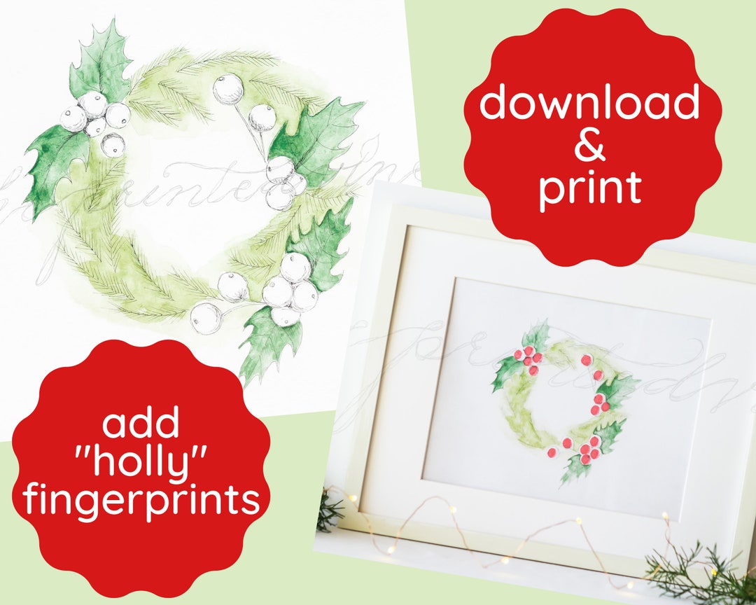 Fingerprint Christmas Wreath, Fingerprint Art - Etsy