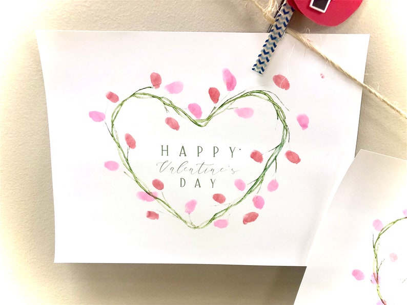 Digital Download Valentine Printable Craft, Kids Fingerprint Craft - Etsy
