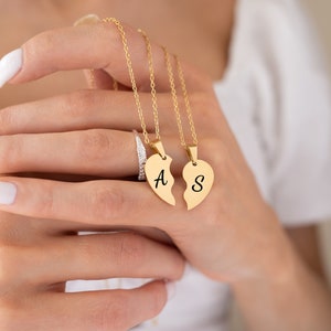 Personalised Engraved Split Hearts Shape Necklace, Custom Names ...