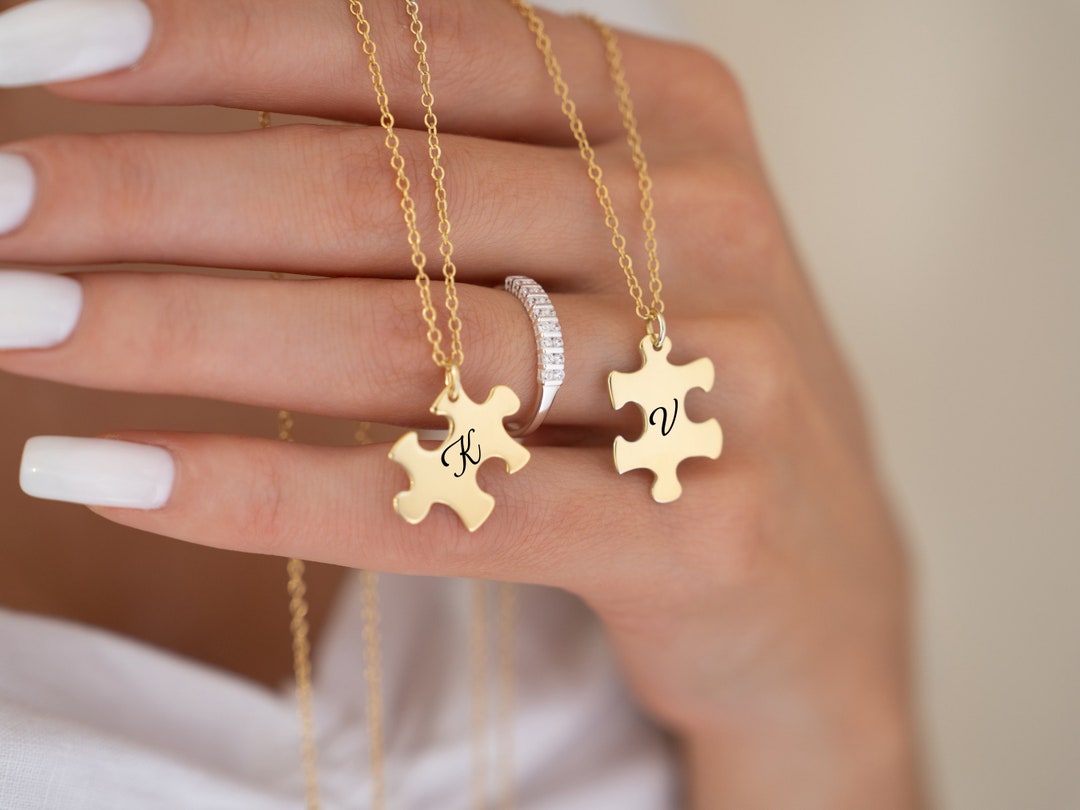Personalised Initial Puzzle Shape Necklace | Custom Name Jewelry for ...