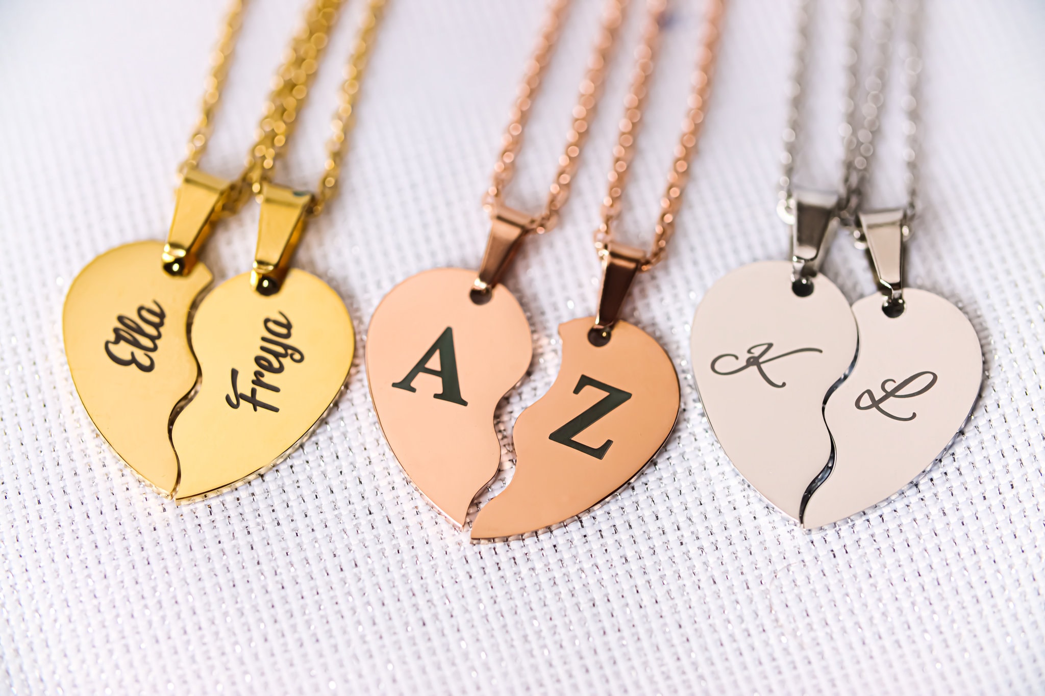 Personalised Engraved Split Hearts Shape Necklace Custom - Etsy UK