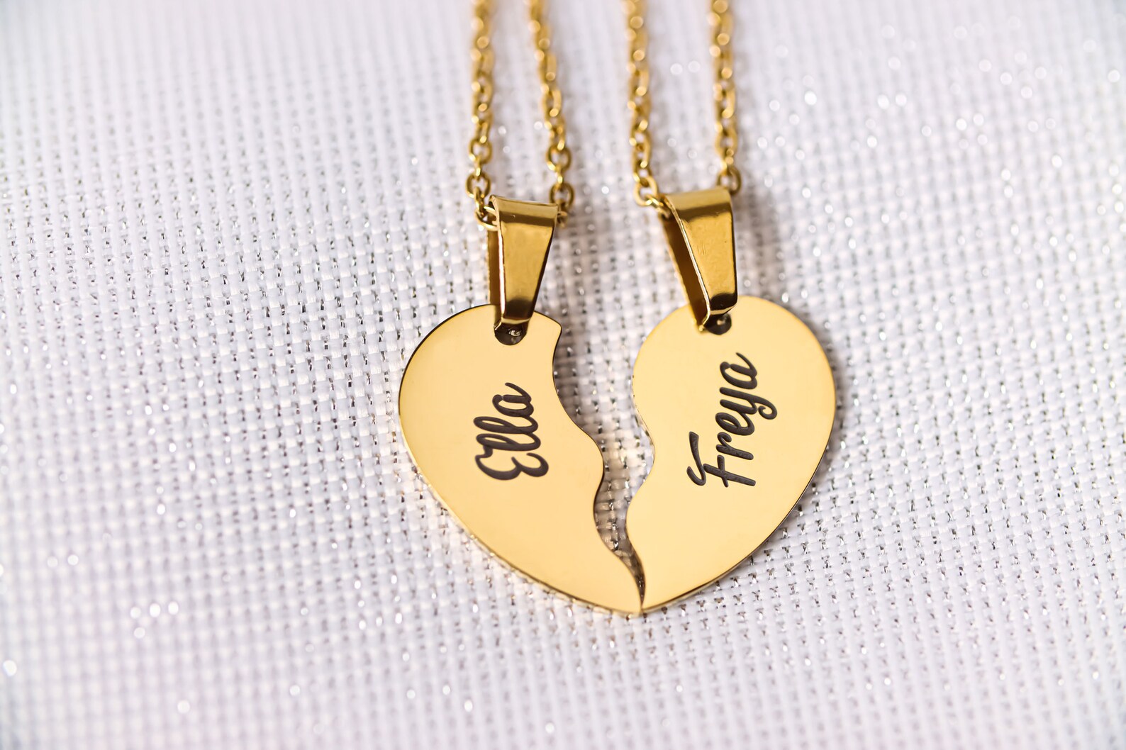 Personalised Engraved Split Hearts Shape Necklace Custom - Etsy UK