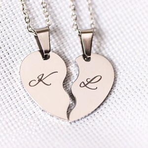 Personalised Engraved Split Hearts Shape Necklace Custom - Etsy UK
