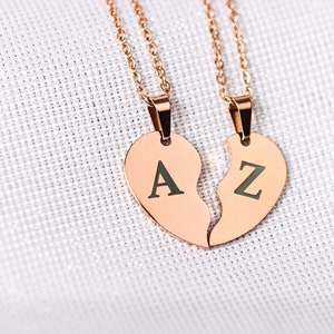 Personalised Engraved Split Hearts Shape Necklace Custom - Etsy UK