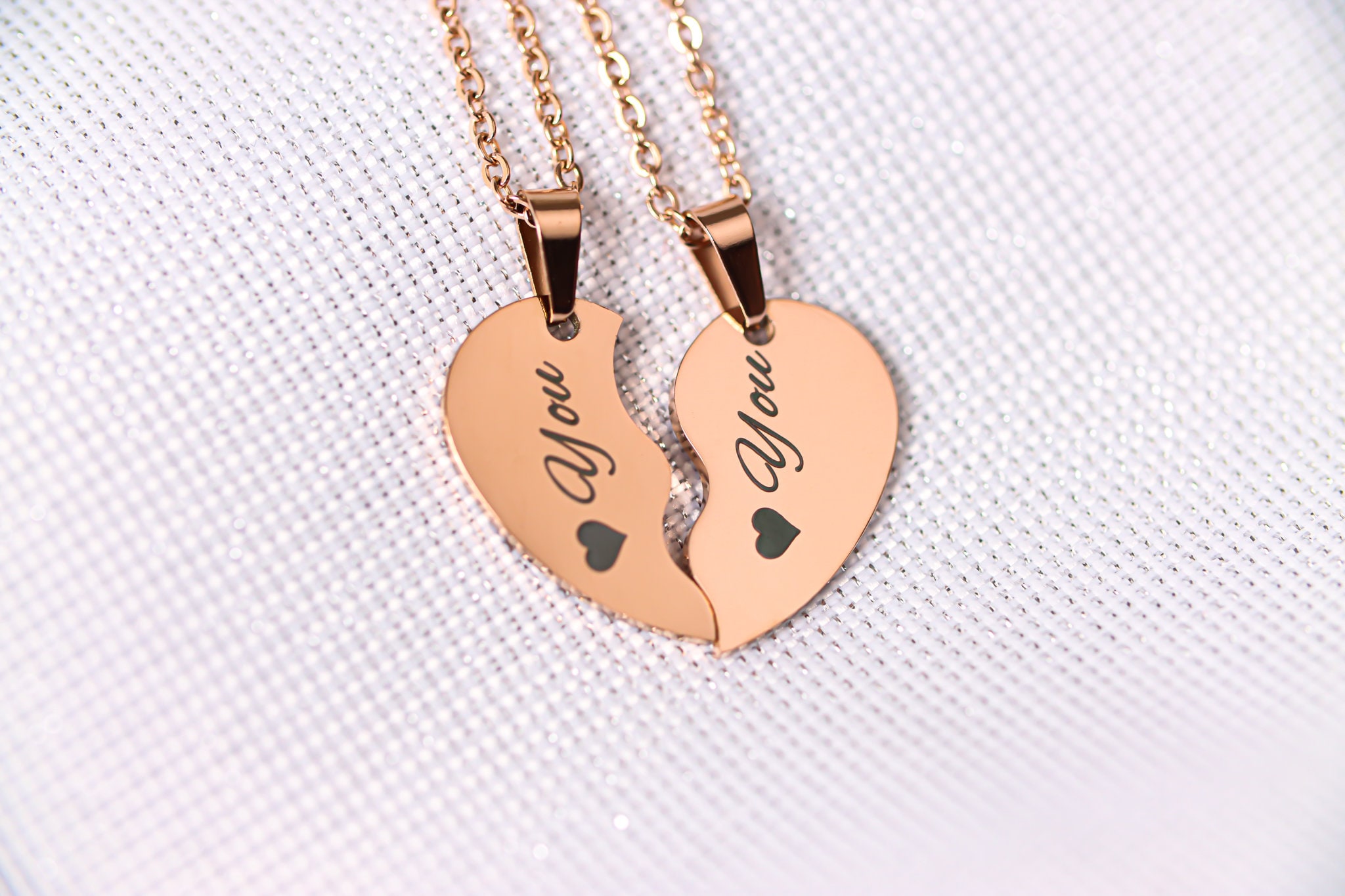 Personalised Engraved Split Hearts Shape Necklace Custom - Etsy