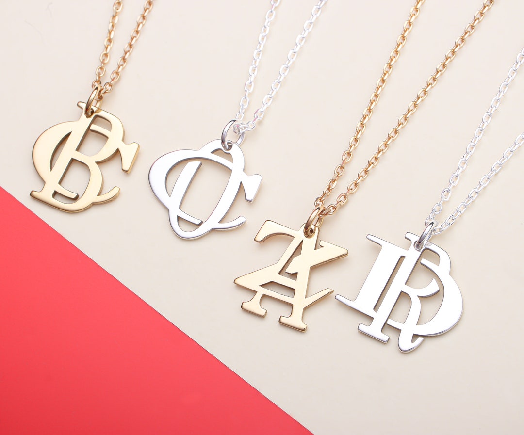 Personalised Initial Couple Pendant • Name Necklace Monogram • Custom ...