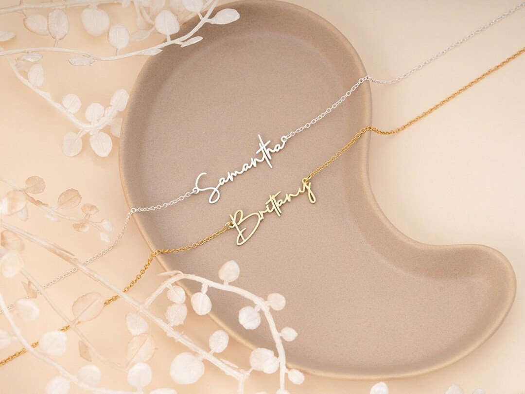 Personalised 18K Gold Script Name Necklace – Sterling Silver Custom ...