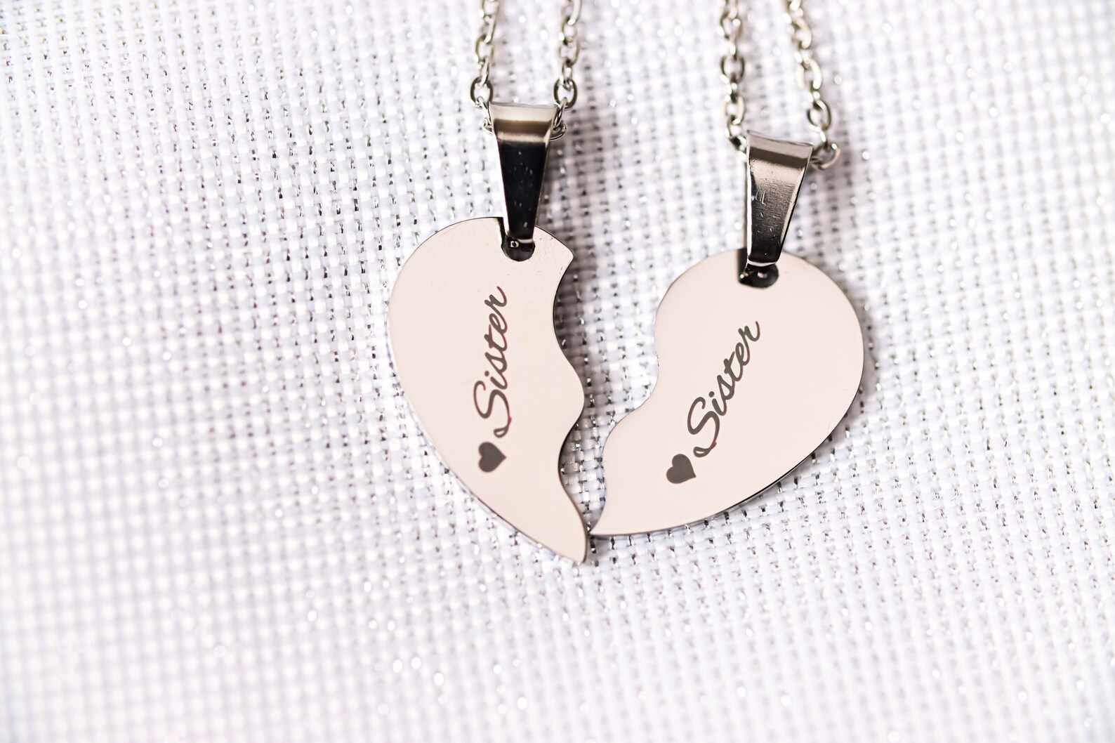 Personalised Engraved Split Hearts Shape Necklace Custom - Etsy UK