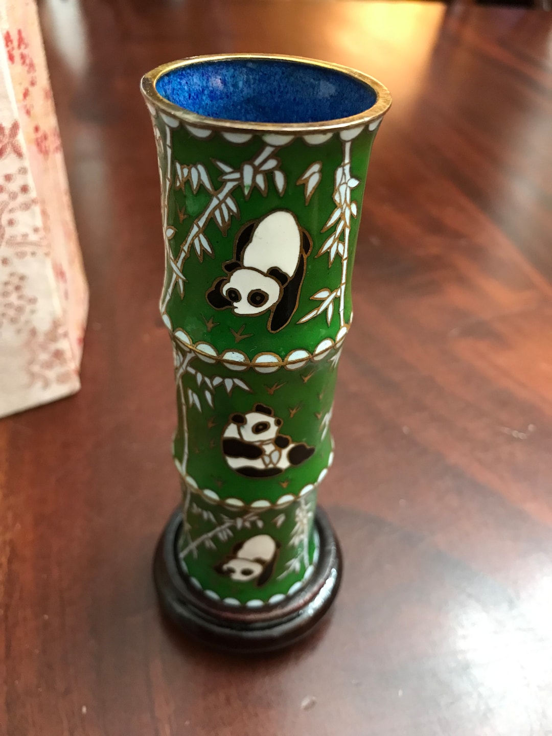 Vtg NIB 7 Green Cloisonné Panda Vase - Etsy