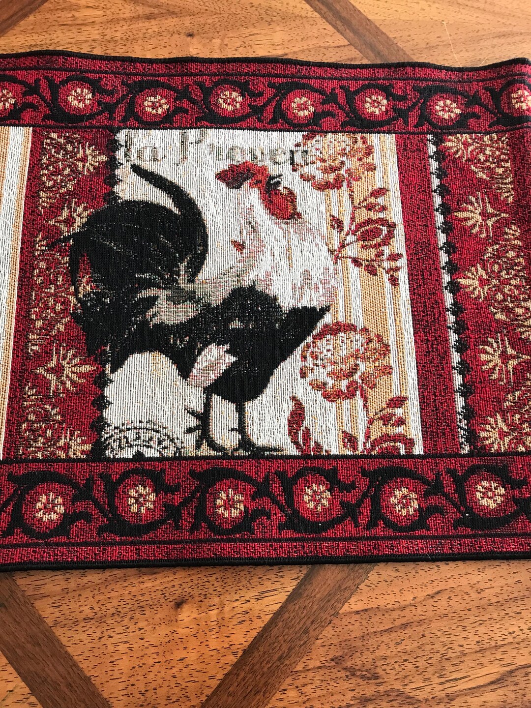 Rooster Table Runner 13” X 70” Red/black - Etsy