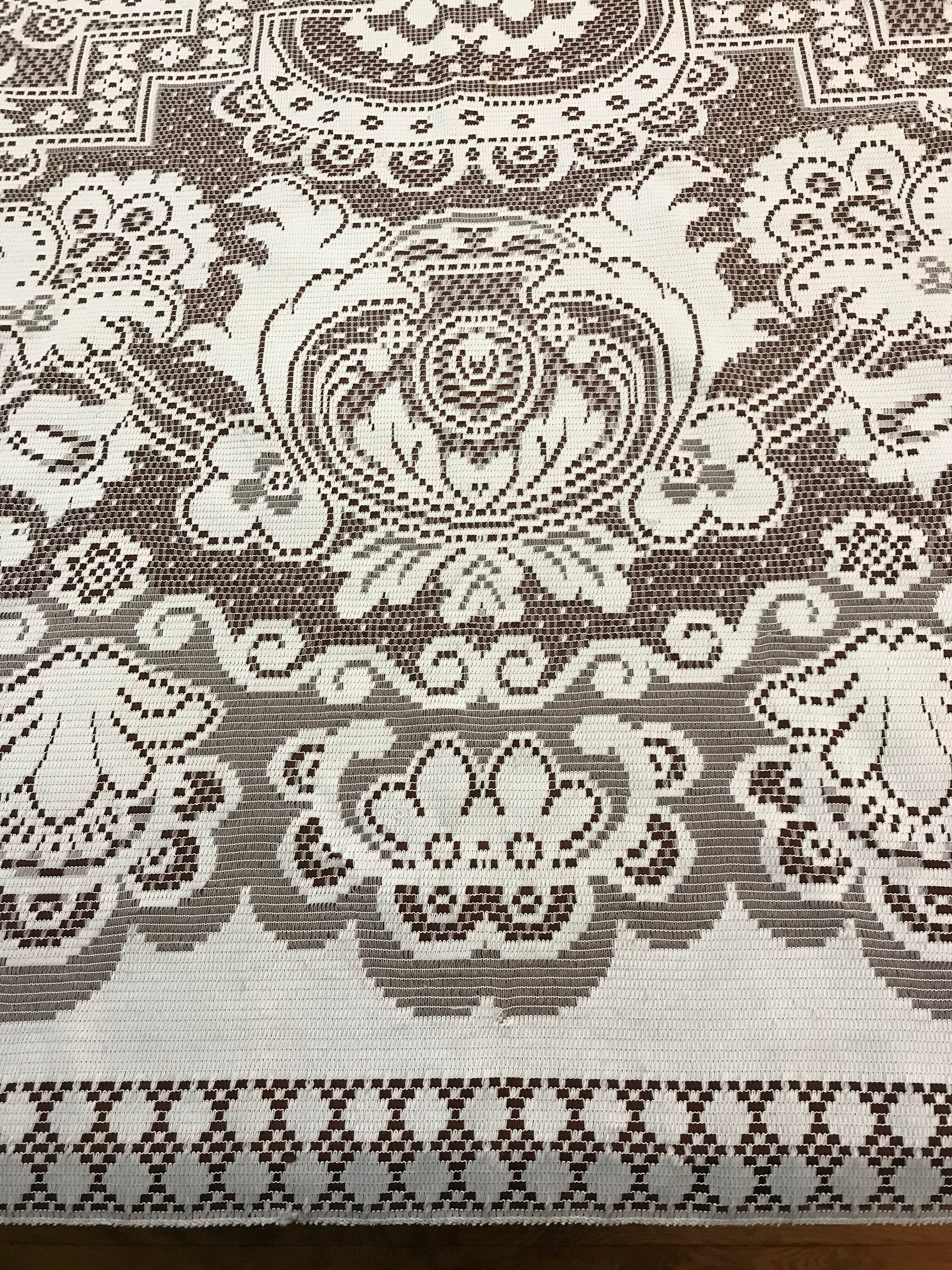 Large White/brown Lacy Look Tablecloth - Etsy